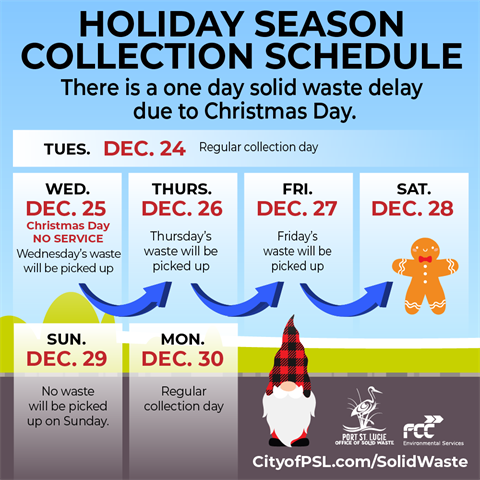 Jolly Holiday Garbage Collection Schedule for Port St. Lucie | City of ...
