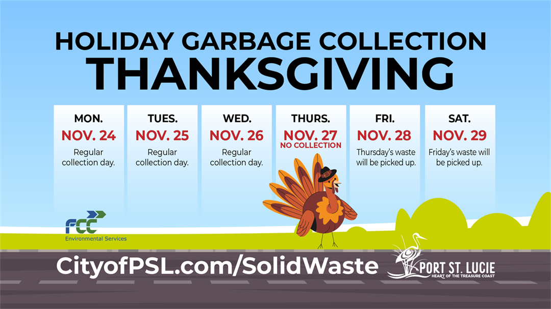 Port St. Lucie trash collection schedule changes for Thanksgiving ...